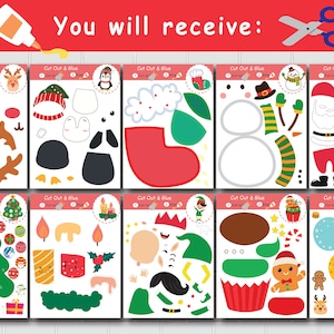 Christmas Cut Out and Glue, Holiday Paper Craft, Scissors Practice for ...