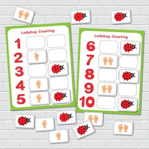 Ladybug Count and Match Activities, Preschool Math,toddler Busy Book ...