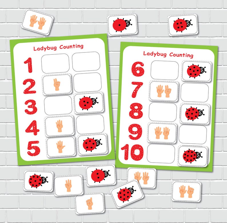 Ladybug Count and Match Activities, Preschool Math,toddler Busy Book ...