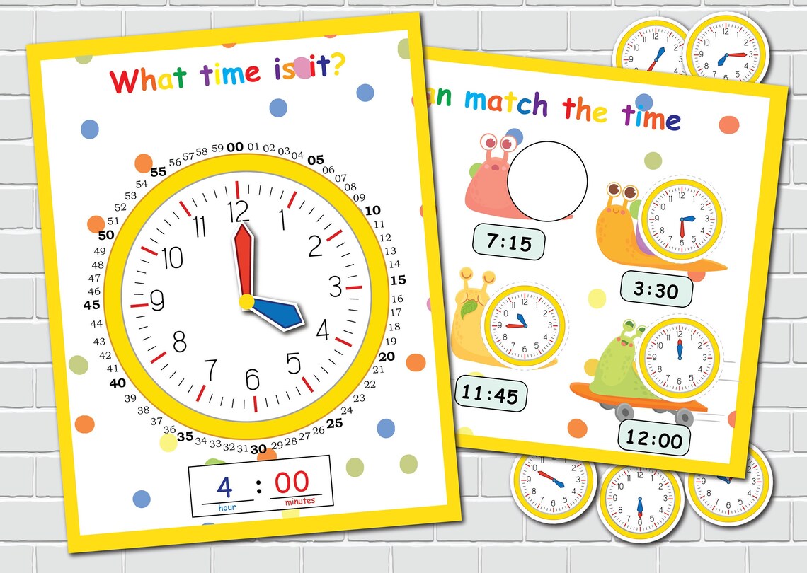 Printable Clock Telling Time Learning Activities Preschool - Etsy
