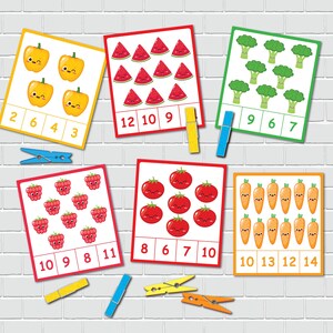Clip and Count Cards 1-20, Toddler Counting Activity, Preschool ...
