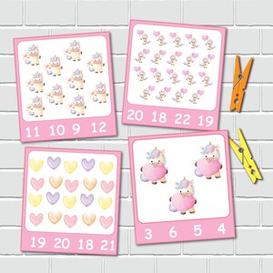 Unicorns Clip and Count, Counting Activity, Preschool Learning ...