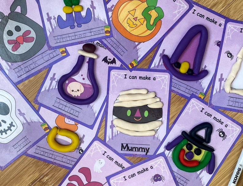 Halloween Play Dough Mats Printable Play Doh Preschool - Etsy