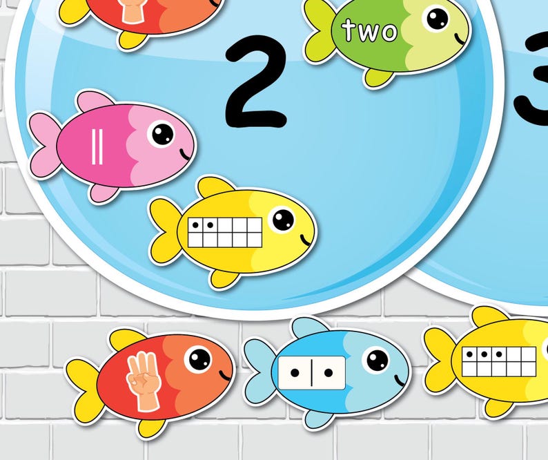 Fish and Fishbowl Numbers Matching Activity, Preschool Math Centers ...