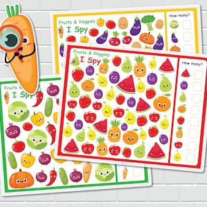 I Spy Fruits and Veggies Printable Activity for Toddlers, Look and Find ...