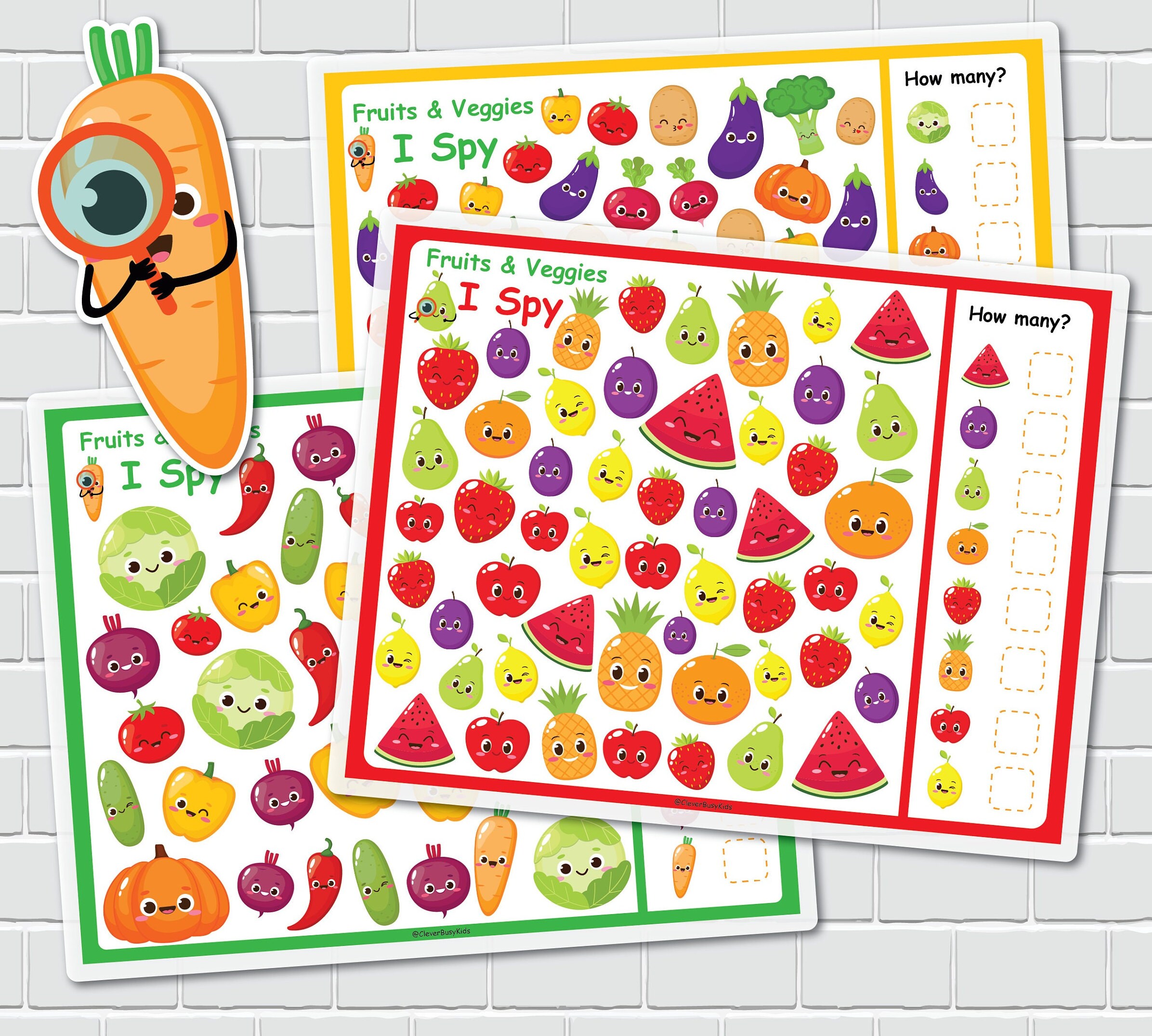 I Spy Fruits and Veggies Printable Activity for Toddlers, Look and Find ...