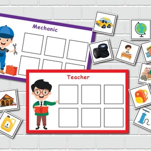 Community Helpers Preschool Sorting Mats. Professions Printable ...