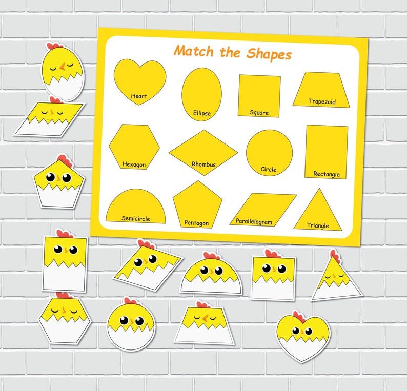 Chick Shape Matching Activity: Farm Busy Book Page (digital Download ...