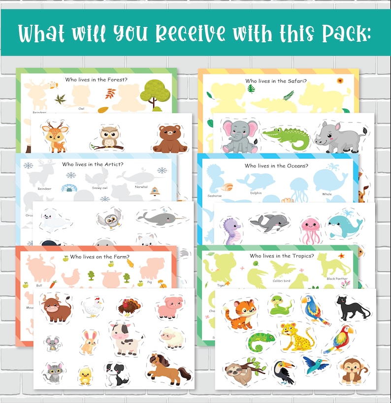 Animals of the World Busy Book Pages for Kids. Toddler Learning Binder ...