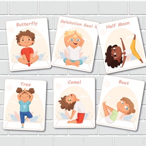 Kids Yoga Cards, Yoga Poses Flashcards, Printable Cards for Children ...