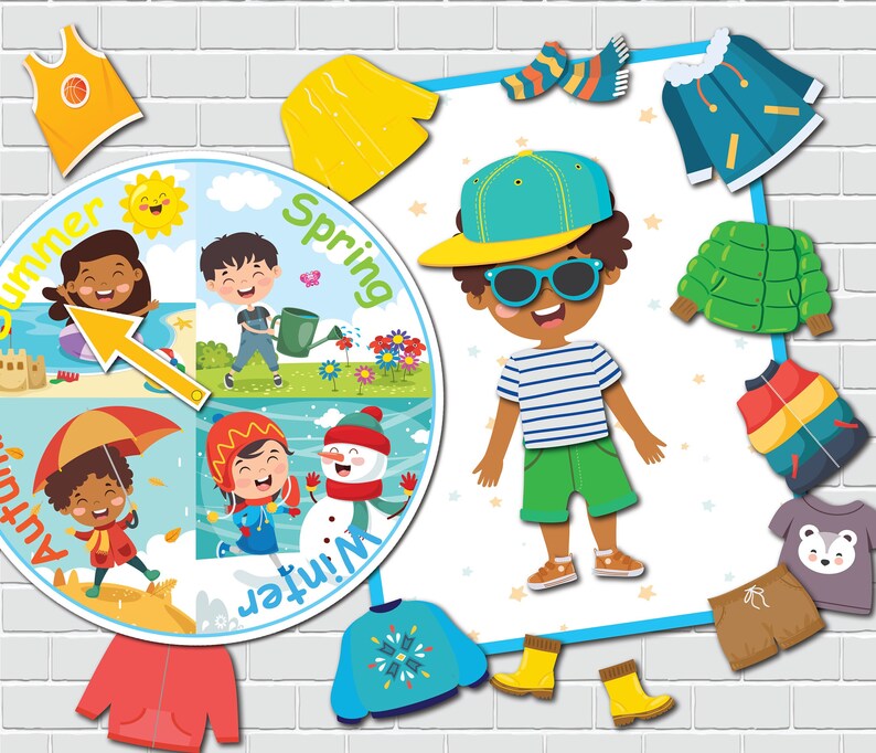 Dress up Printable Activity Four Seasons File Folder Games - Etsy Canada