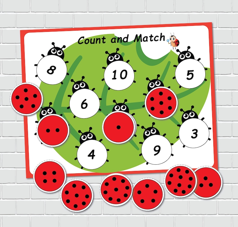 Ladybug Matching Activities, Preschool Math, Toddler Busy Book ...
