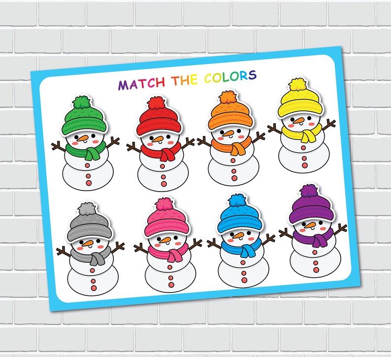Color Sorting Matching Game, Winter Busy Book Page, Toddler Printable ...
