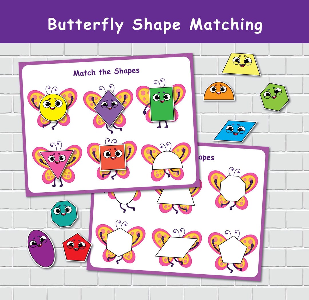 Butterflies Shape Matching Activity, 2D Shapes, Summer Busy Book Page ...