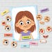 Girls Emotions Activity, Kids Feelings Matching Game, Personalized Busy ...