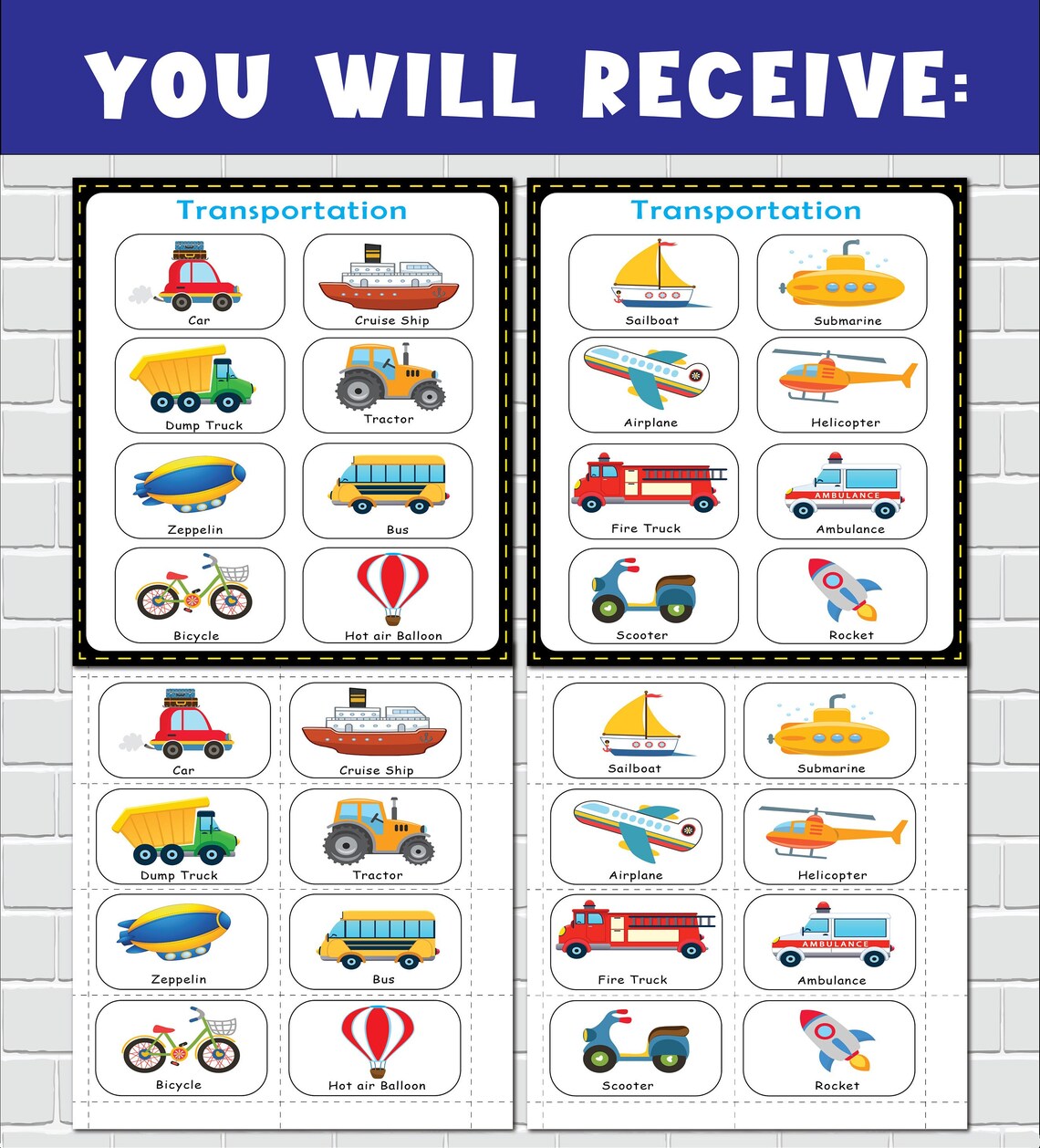 Transportation Matching Game for Toddlers/ Preschool. Printable ...