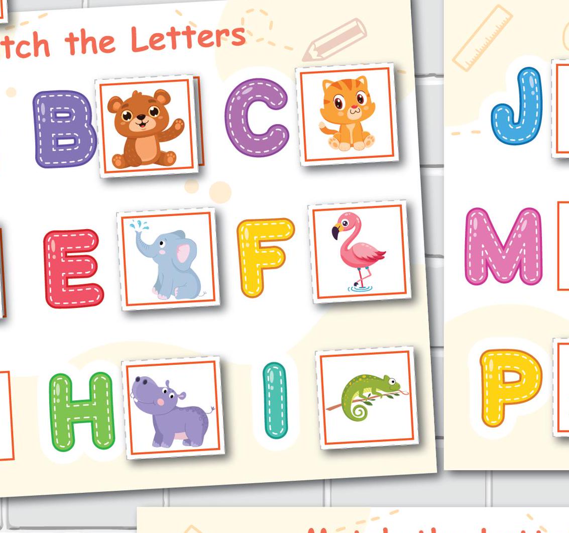 Alphabet Matching Activity for Kids, ABC Busy Book Pages, Learning ...