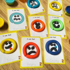 Emotions Play Doh Mats Activity, Printable Play Dough, Montessori Play ...