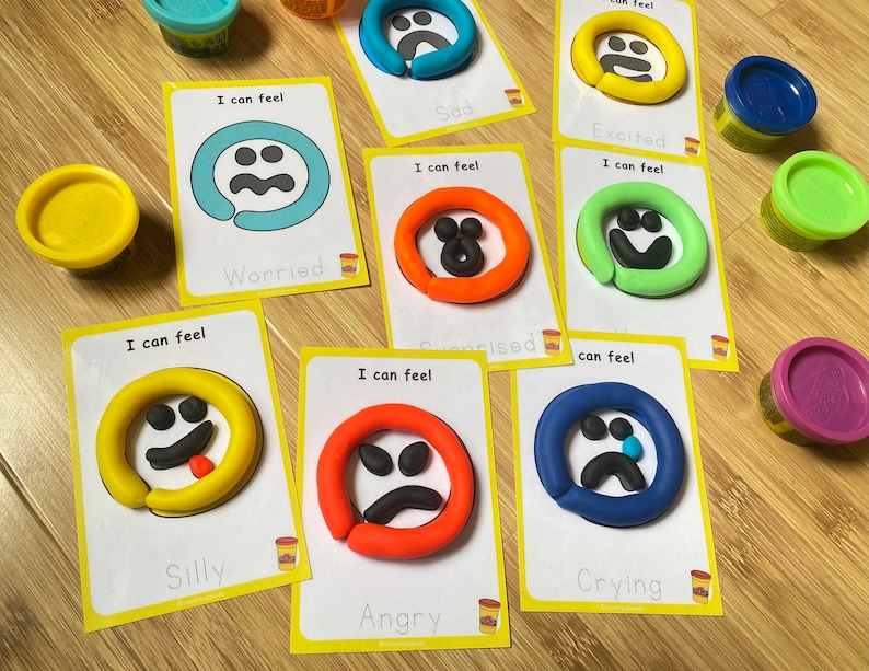 Emotions Play Doh Mats Activity Printable Play Dough - Etsy