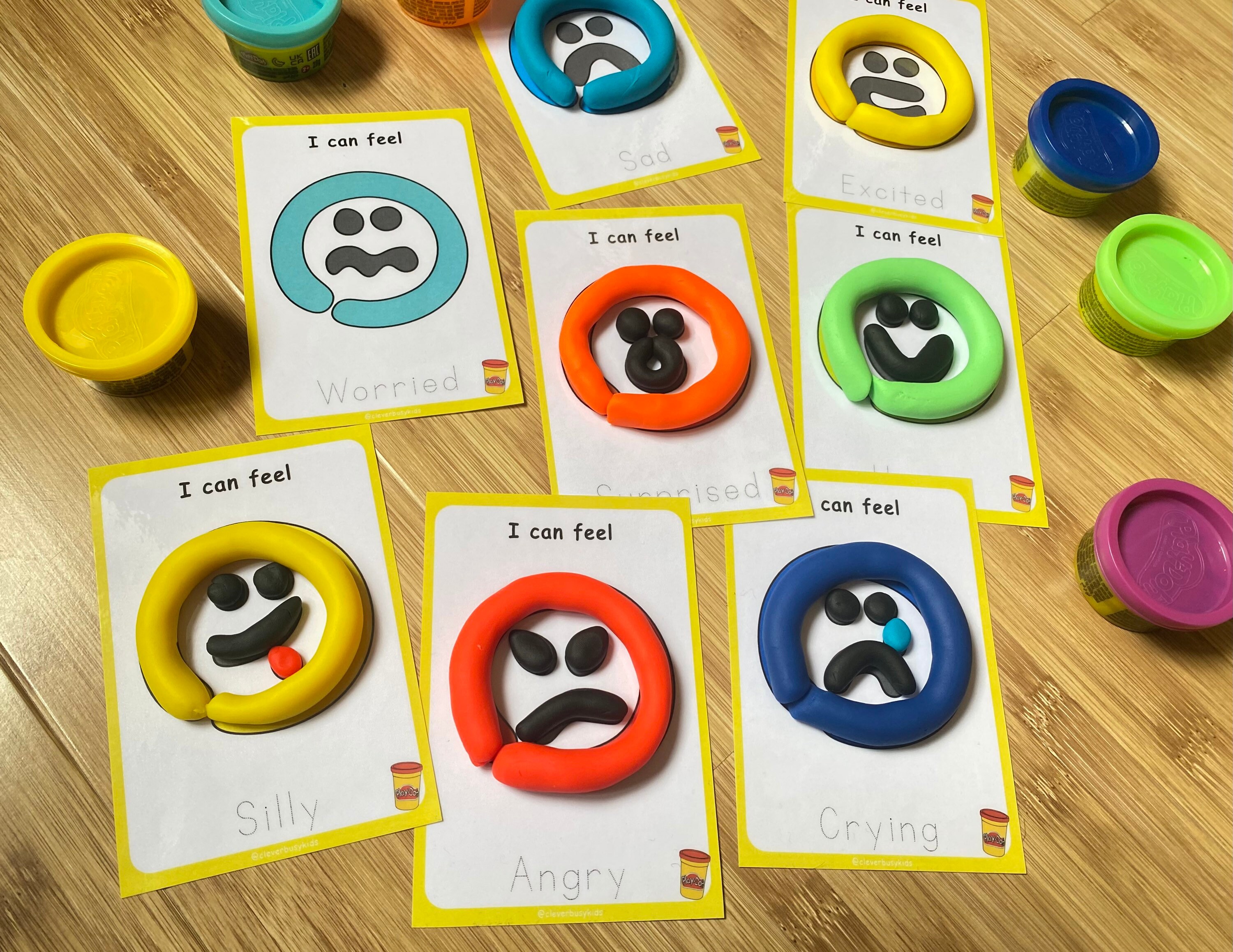 Actividad de Emociones Play Doh Mats, Plastilina imprimible, Actividad ...