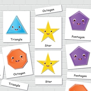 2D Shapes Flashcards, Three Part Flash Cards, Geometric Shapes ...