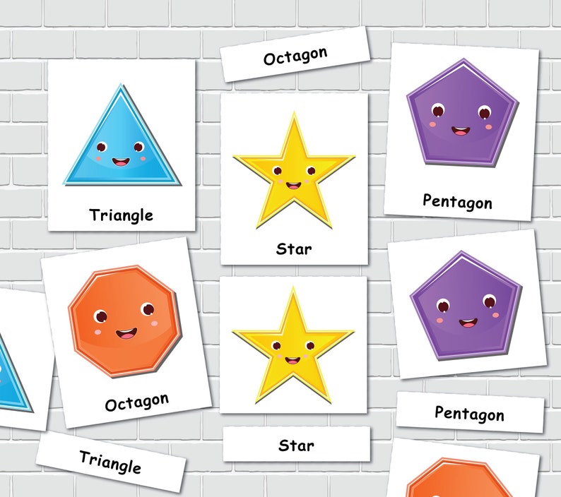 2D Shapes Flashcards, Three Part Flash Cards, Geometric Shapes ...