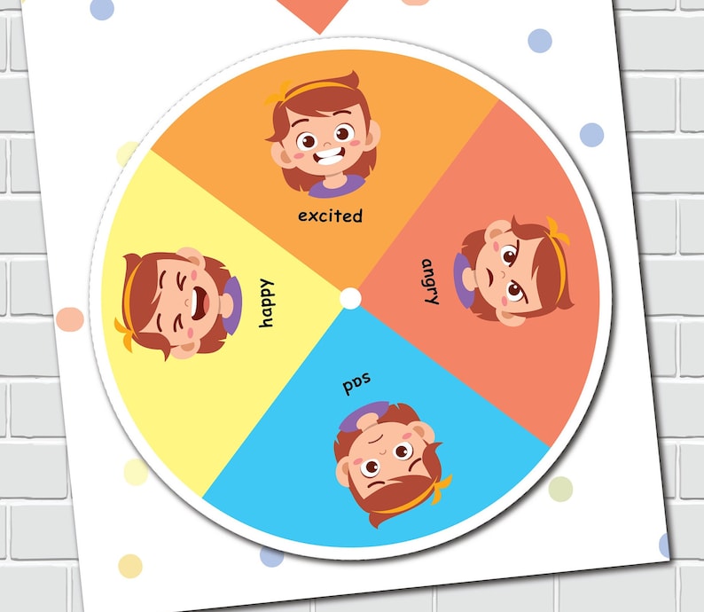 Emotions Wheel Printable Activity for Girls Kids Feelings - Etsy