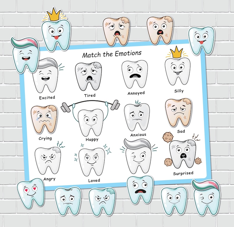 Teeth Emotions Matching Activity for Kids, Dental Health Printable ...