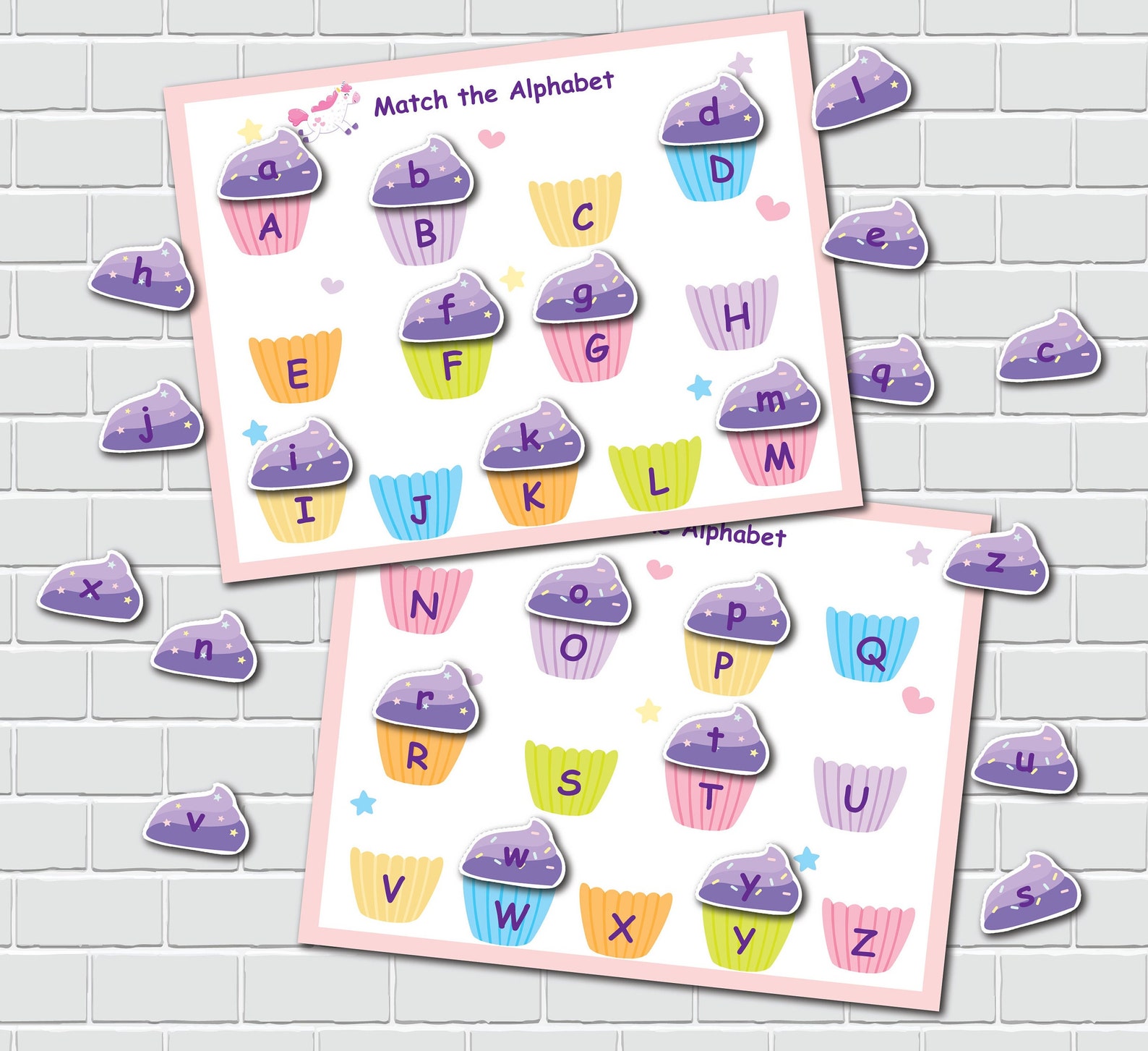 Cupcake Alphabet Matching Printable Activity. Toddler ABC - Etsy