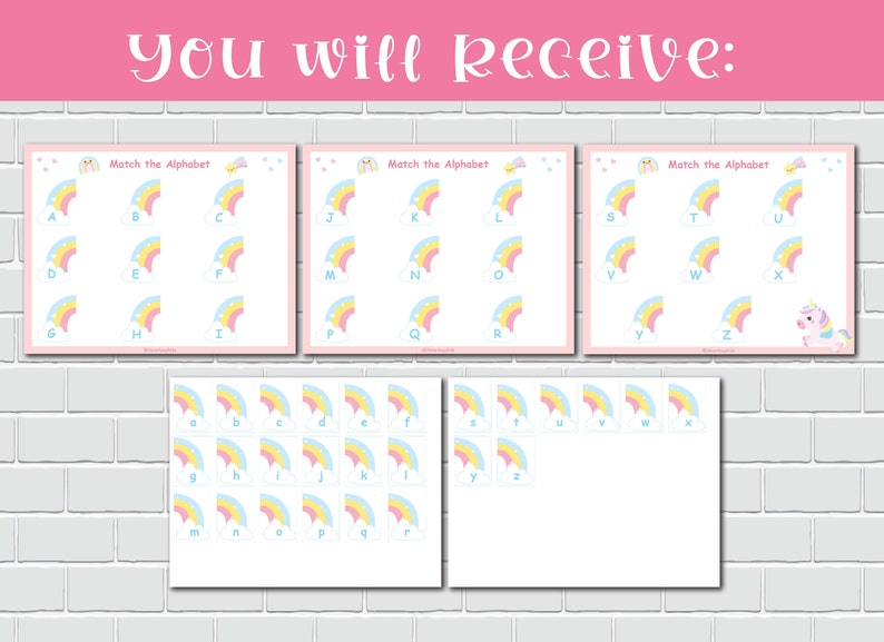 Rainbow Alphabet Matching Activity. Toddler Busy Book Page. Preschool ...