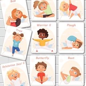 Kids Yoga Cards, Yoga Poses Flashcards, Printable Cards for Children ...