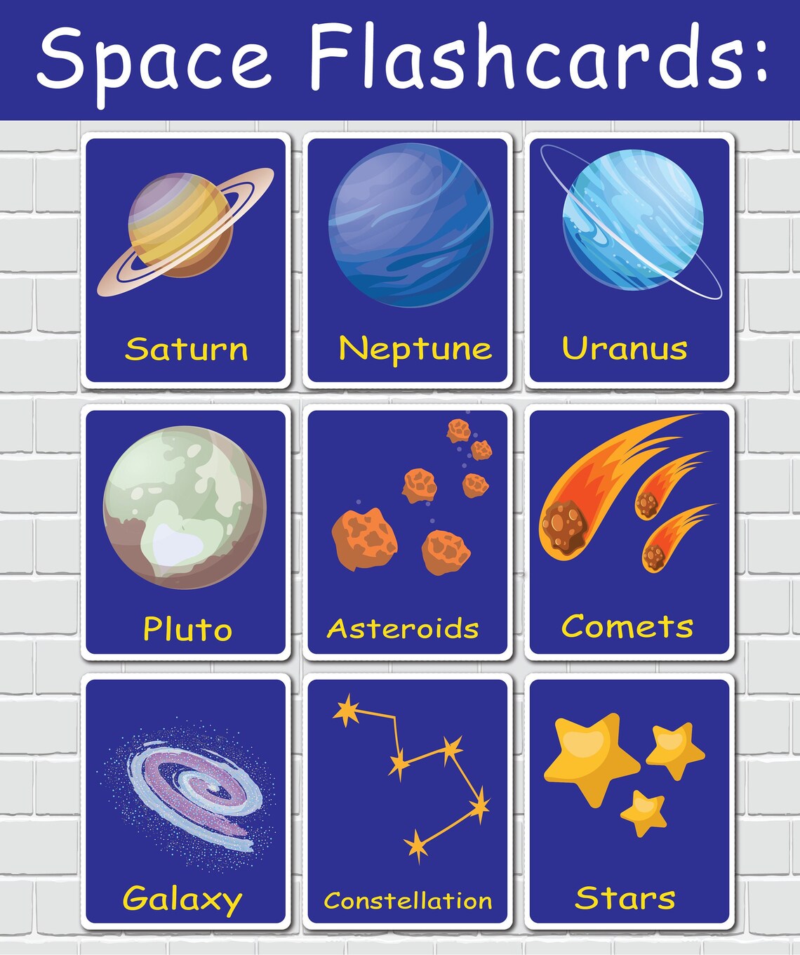 Outer Space Flashcards Montessori Material Homeschool - Etsy