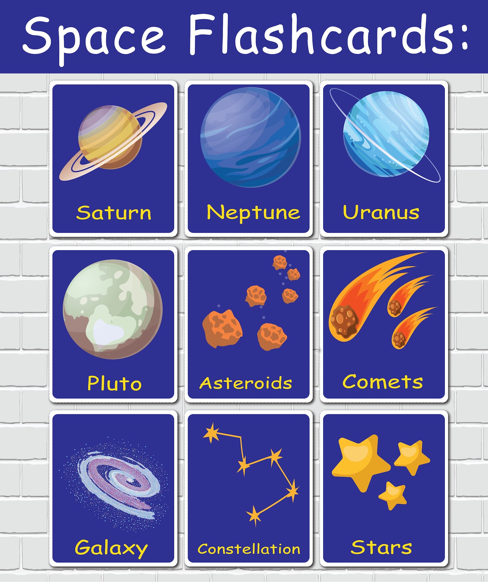 Outer Space Flashcards Montessori Material Homeschool - Etsy