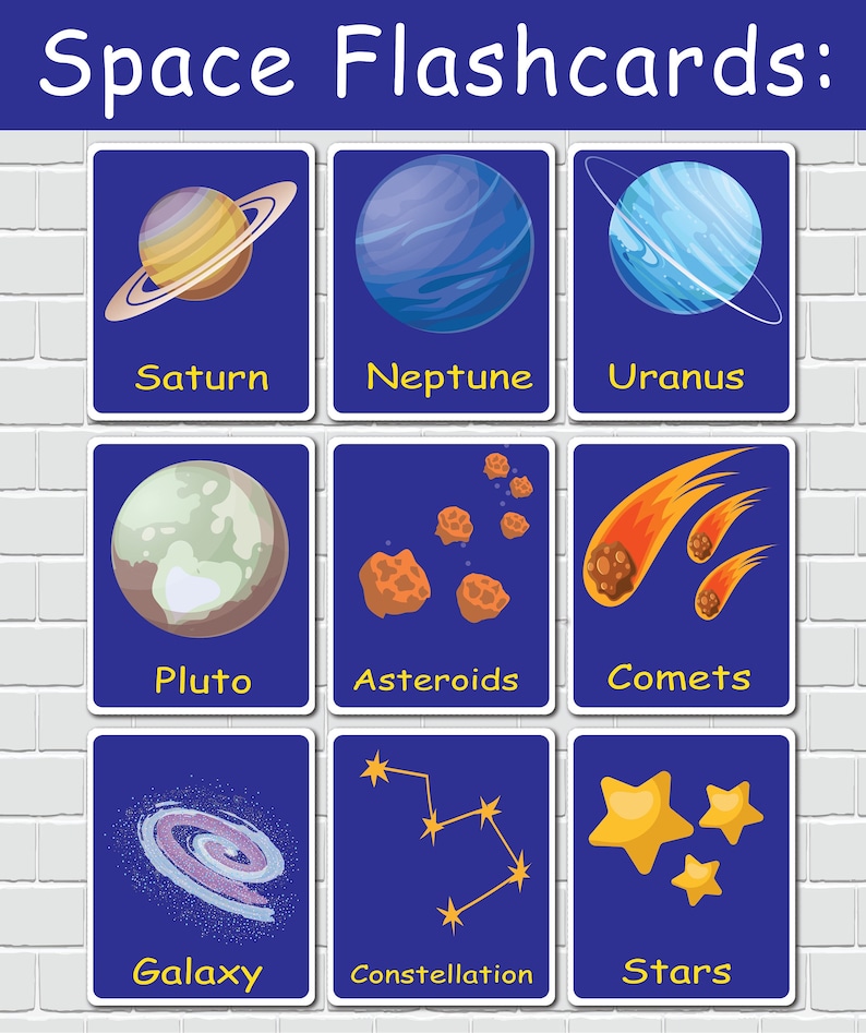 Outer Space Flashcards Montessori Material Homeschool - Etsy