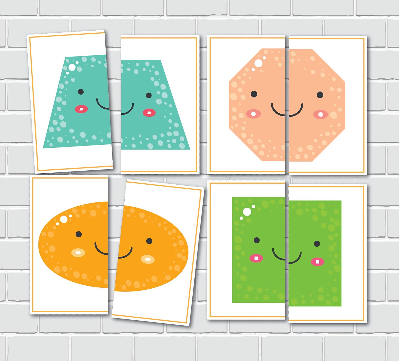 2D Shapes Symmetry Cards, Geometric Shapes Matching Game, Toddler ...