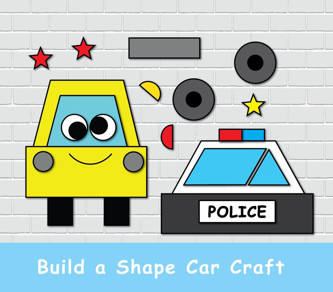 Shape Car Craft, 2D Shapes Activity, Pre-k Learning (digital Download ...