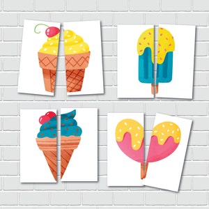 Ice Cream Matching Game, Symmetry Cards, Toddler Matching Activity ...