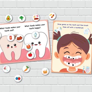 Dental Health Preschool Printable Activity for Kids, Teeth Brushing ...