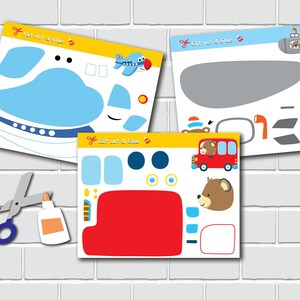 Transportation Cut Out and Glue Activity for Kids. Cutting Practice ...