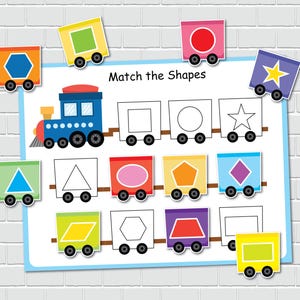 Train Shape Matching Activity, 2D Shapes, Shapes Busy Book Page, File ...