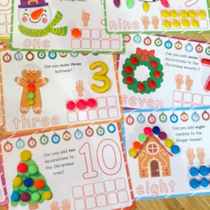 Christmas Play Doh Mats, Toddler Printable Play Dough Activity, Numbers ...