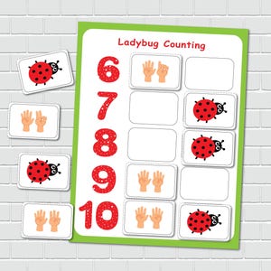 Ladybug Count and Match Activities, Preschool Math,toddler Busy Book ...