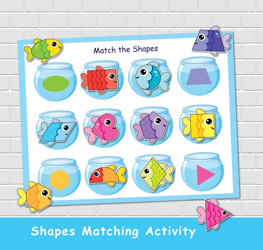 Fish Shapes Matching Activity, 2D Shapes, Preschool Learning (digital ...