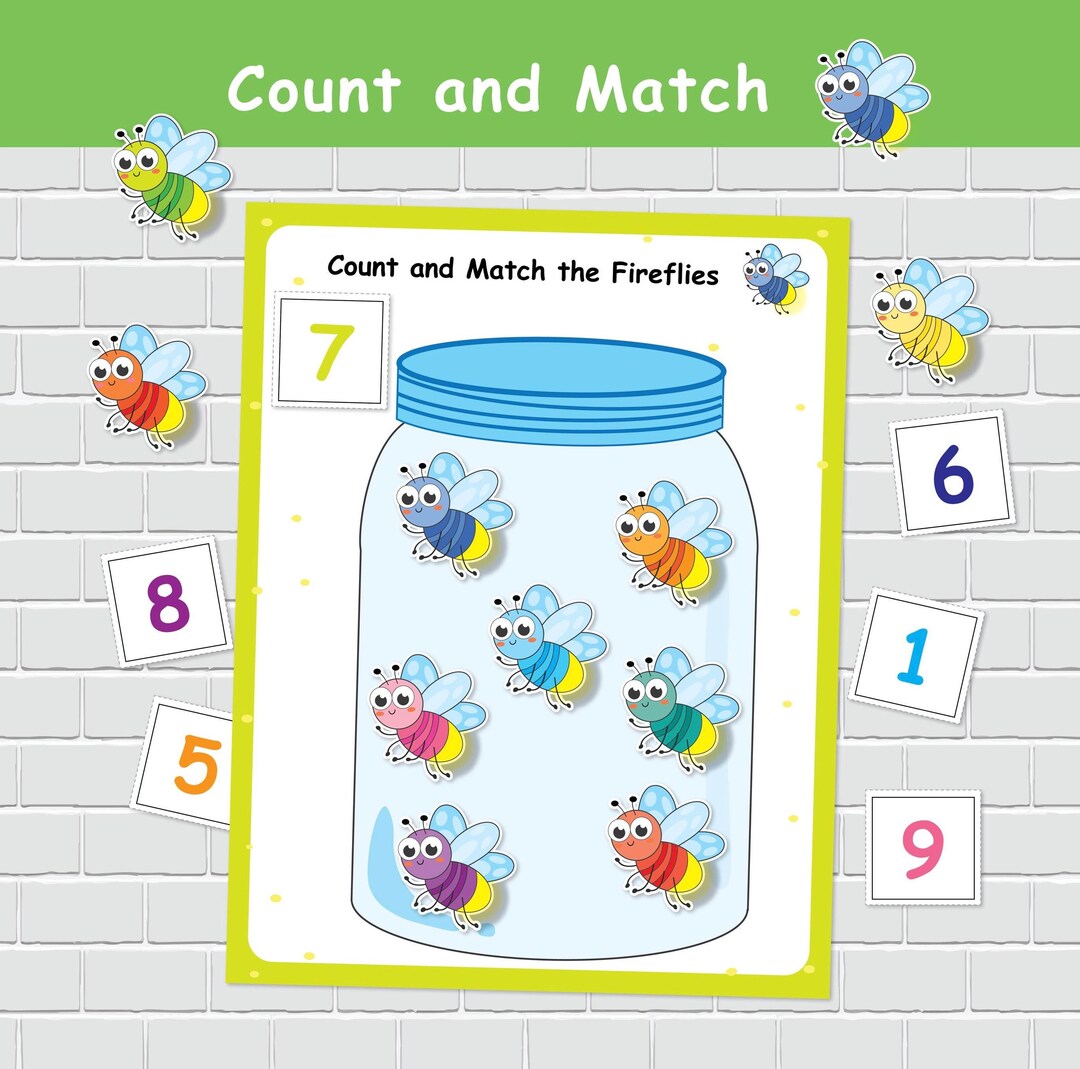 Fireflies Jar Counting Activities, Numbers Matching 1-10 Count ...