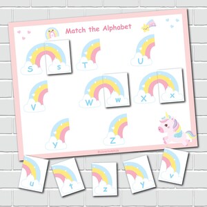 Rainbow Alphabet Matching Activity. Toddler Busy Book Page. Preschool ...