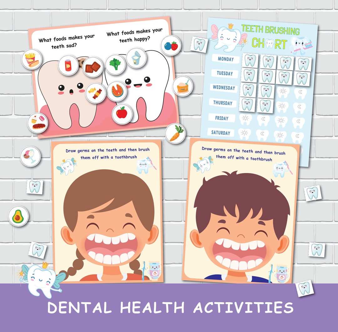 Dental Health Preschool Printable Activity for Kids, Teeth Brushing ...