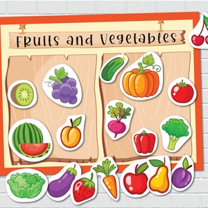 Fruits and Vegetables Sorting Printable Activity. Farm Busy Book Page ...