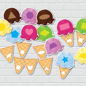 Ice Cream Shapes Matching Activity. Toddlers Sort and Match Game ...