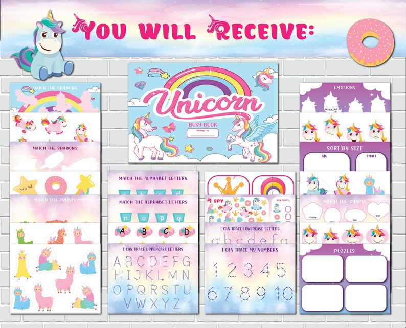 Unicorns Busy Book Preschool Learning Binder Printable - Etsy