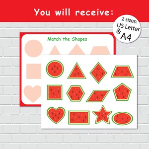 Watermelon Shape Matching Activity, 2D Shapes, Summer Busy Book Page ...
